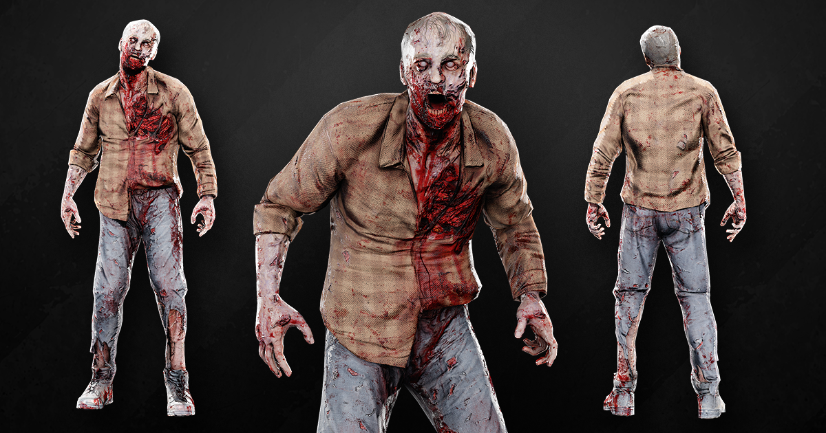 Zombie Middle-Aged Male - HD PBR Rigged Character | 3D Humanoids ...