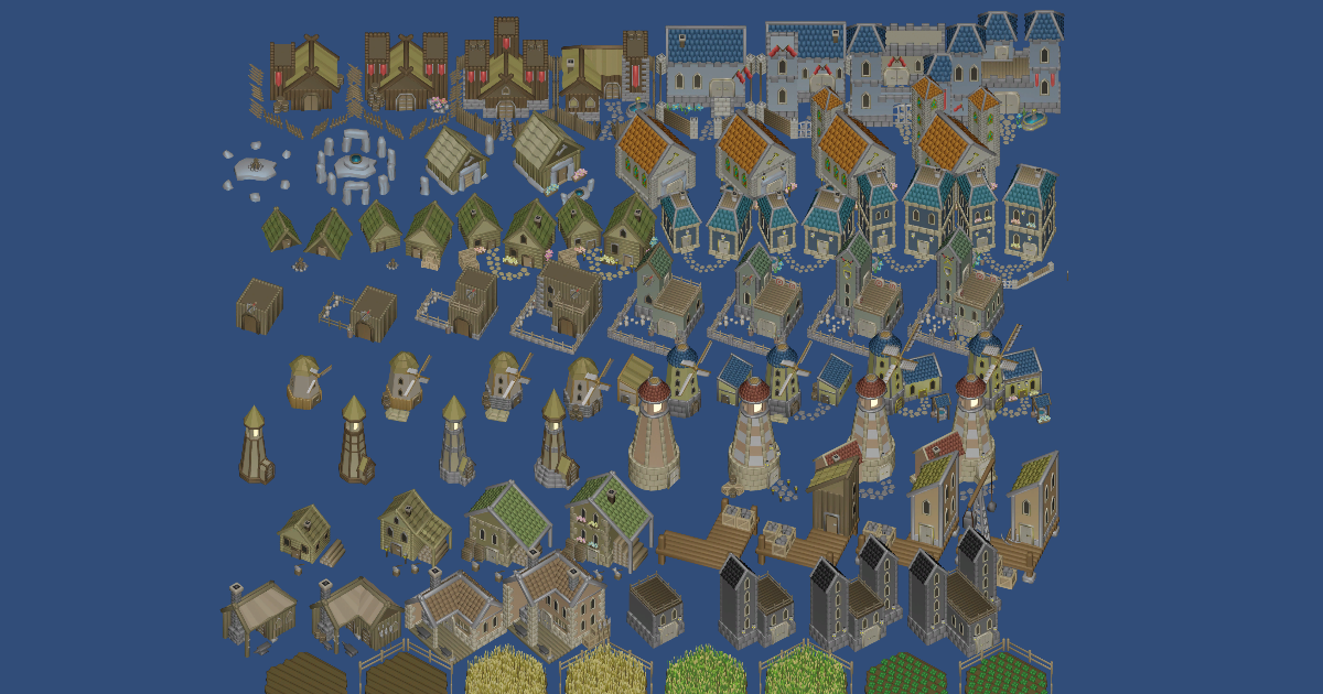 2D Hexagon Tiles - Buildings | 2D Environments | Unity Asset Store