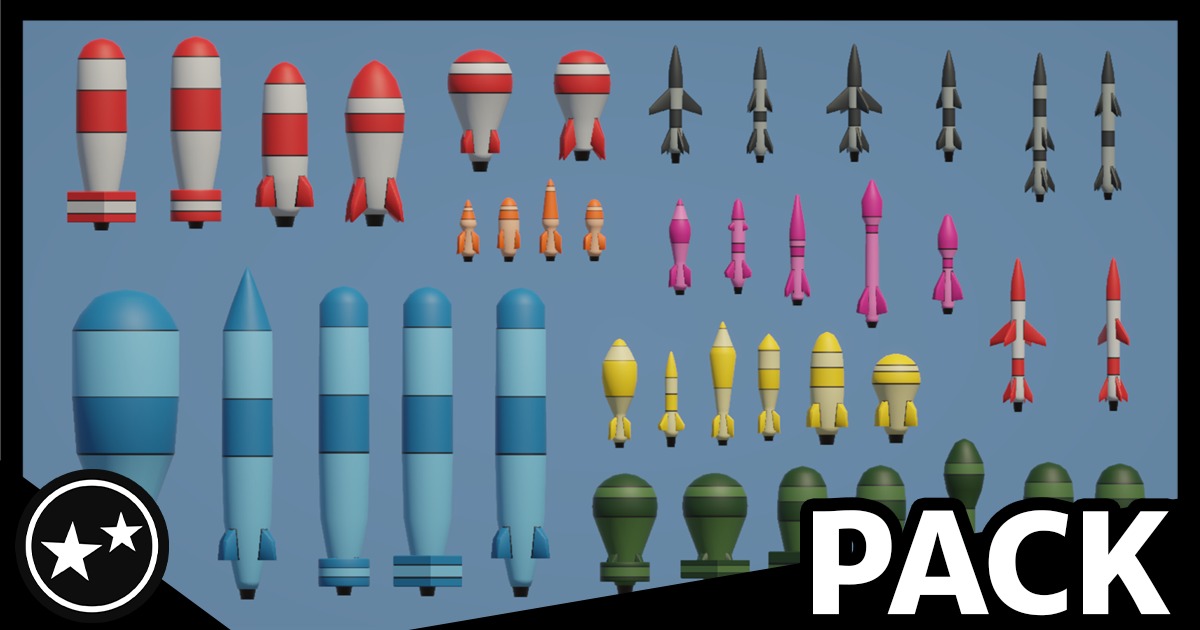 Rockets, Missiles & Bombs - Cartoon Low Poly Pack | 3D Weapons | Unity ...