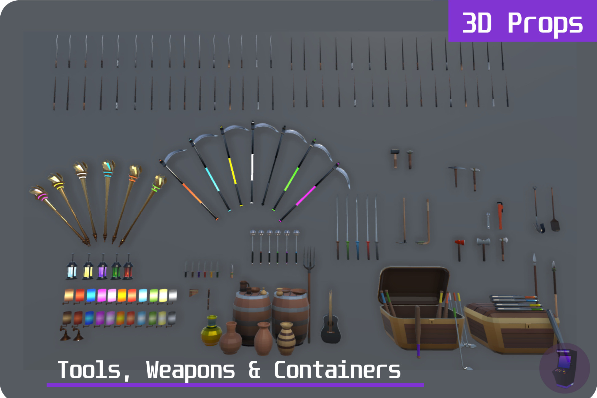 3D Low Poly Tools, Weapons & Containers | 3D Props | Unity Asset Store