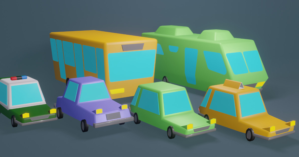 Stylized Low-poly Cars | 3D Land | Unity Asset Store