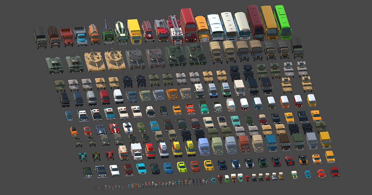 Low Poly Mega Vehicle Pack 01 | 3D Land | Unity Asset Store