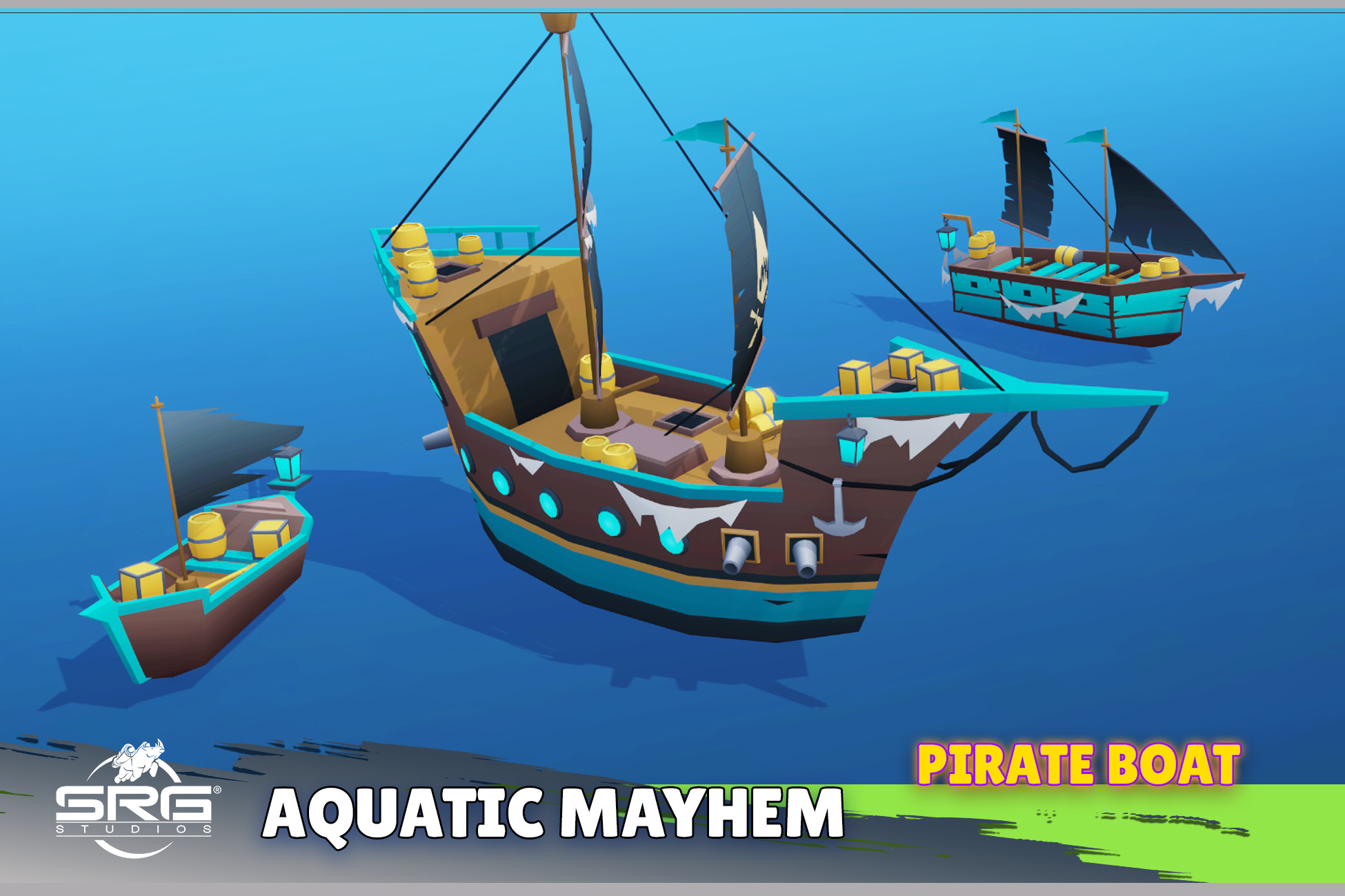 Aquatic Mayhem - Pirate Boat | 3D Sea | Unity Asset Store
