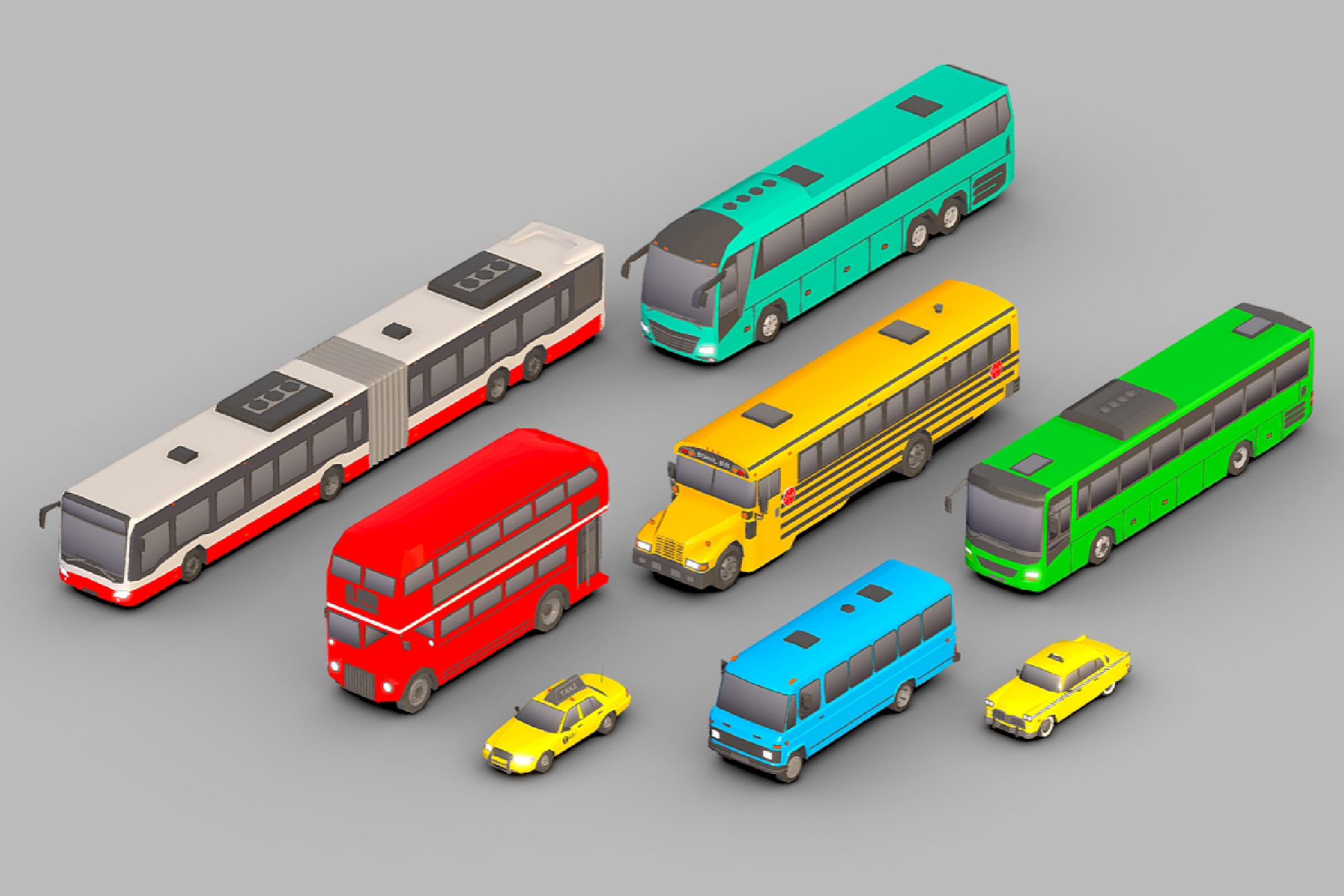 Bus Pack Low Poly | 3D Land | Unity Asset Store