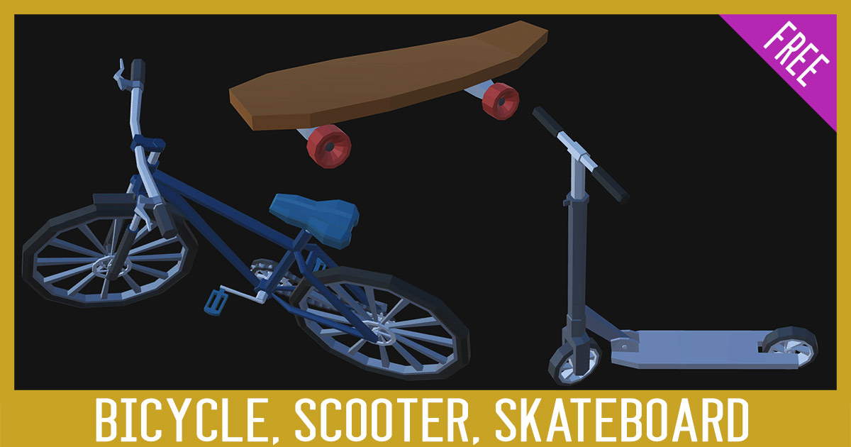 Bicycle, scooter, skateboard | 3D Land | Unity Asset Store
