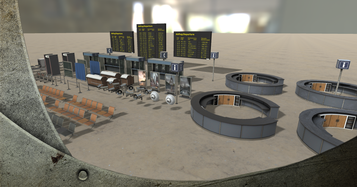 Airport terminal props | 3D Interior | Unity Asset Store