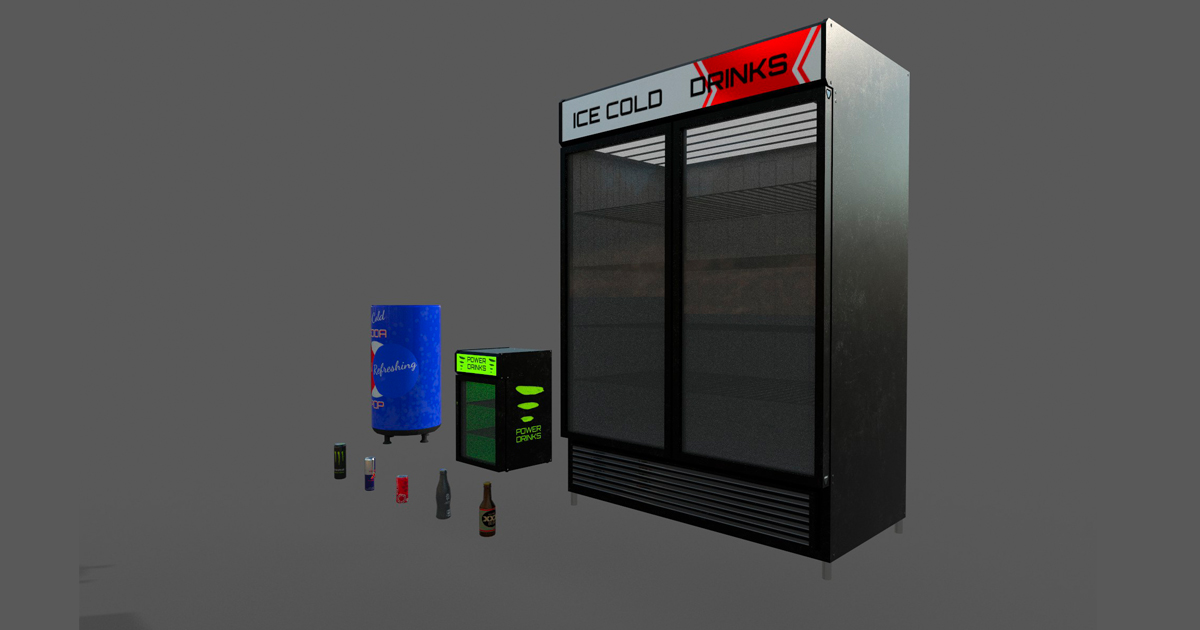 Cooler Fridge Beer Soda Drinks Pack PBR | 3D Food | Unity Asset Store