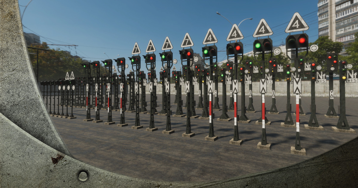 Railway Signs and Lights Collection HQ | 3D Exterior | Unity Asset Store