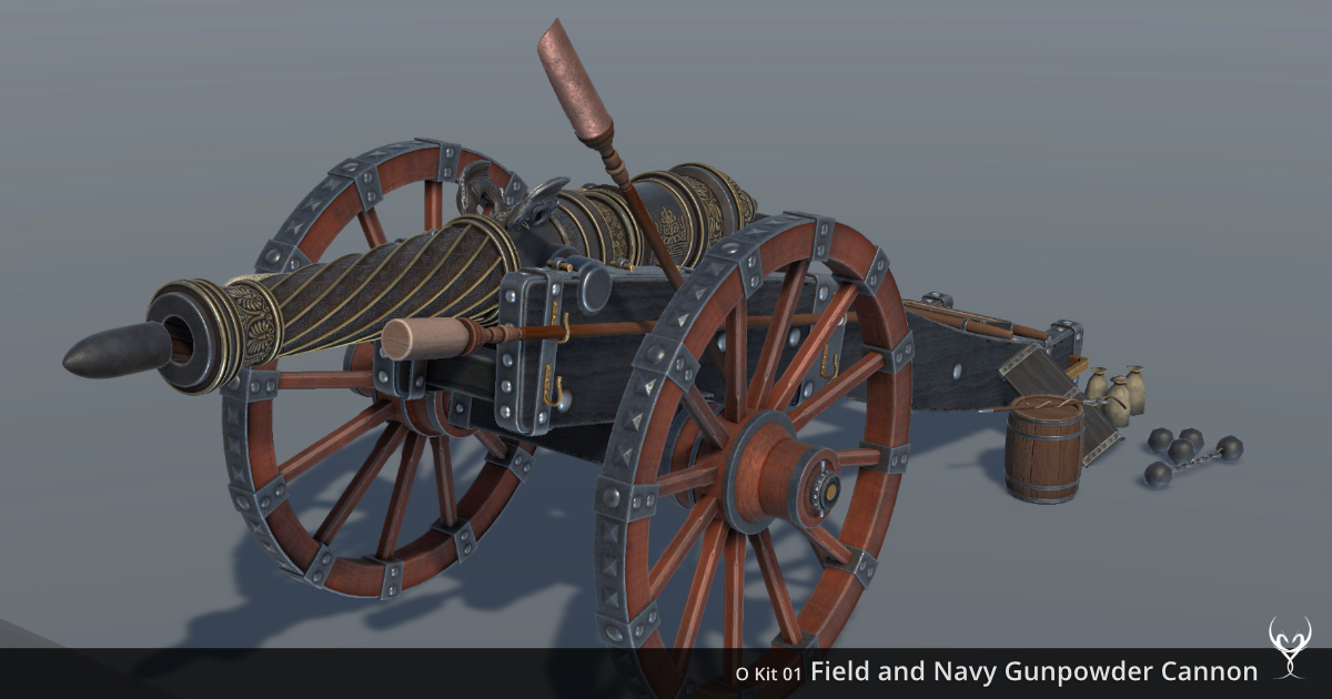 O Kit 01 Field and Navy Gunpowder Cannon | 3D Weapons | Unity Asset Store