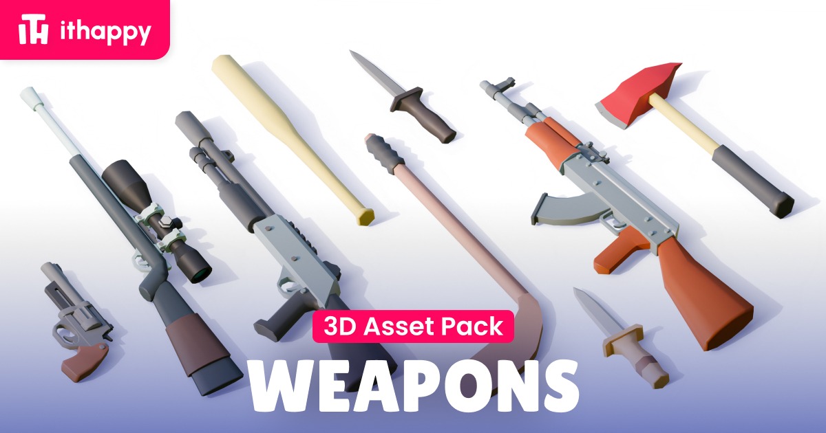 Weapons FREE - Low Poly 3D Models Pack | 3D Weapons | Unity Asset Store