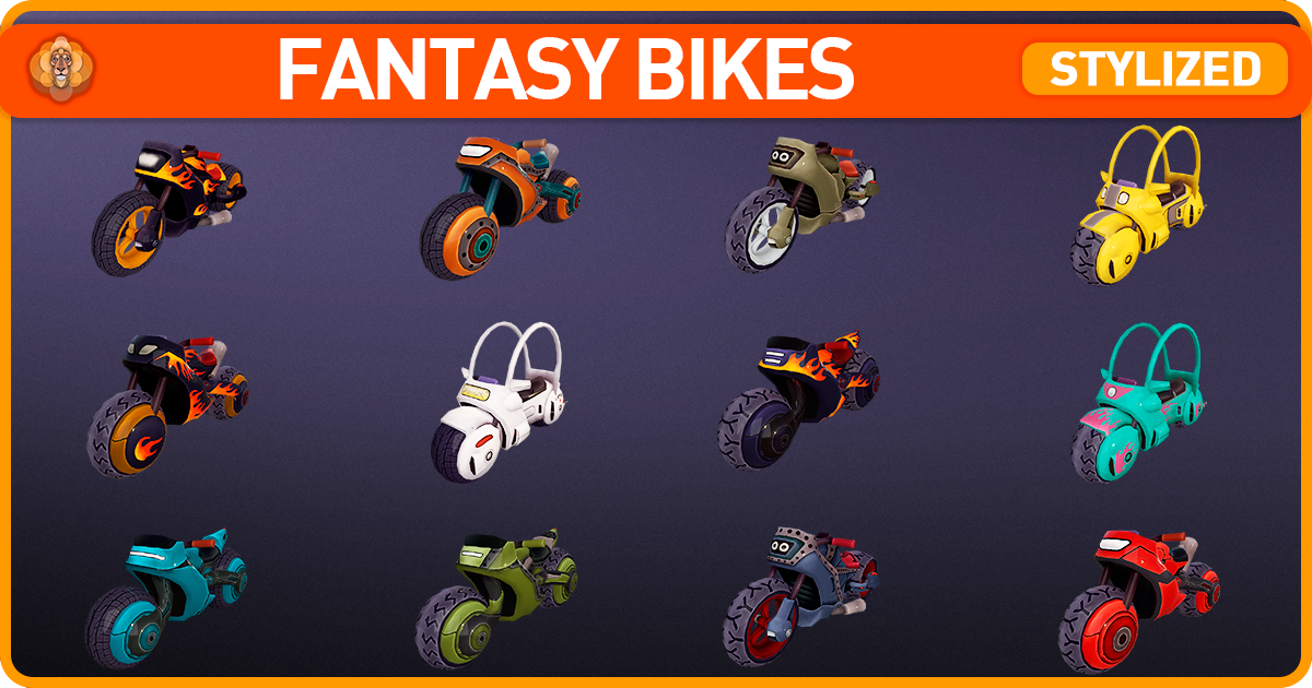 Fantasy Cartoon Bikes | 3D Vehicles | Unity Asset Store