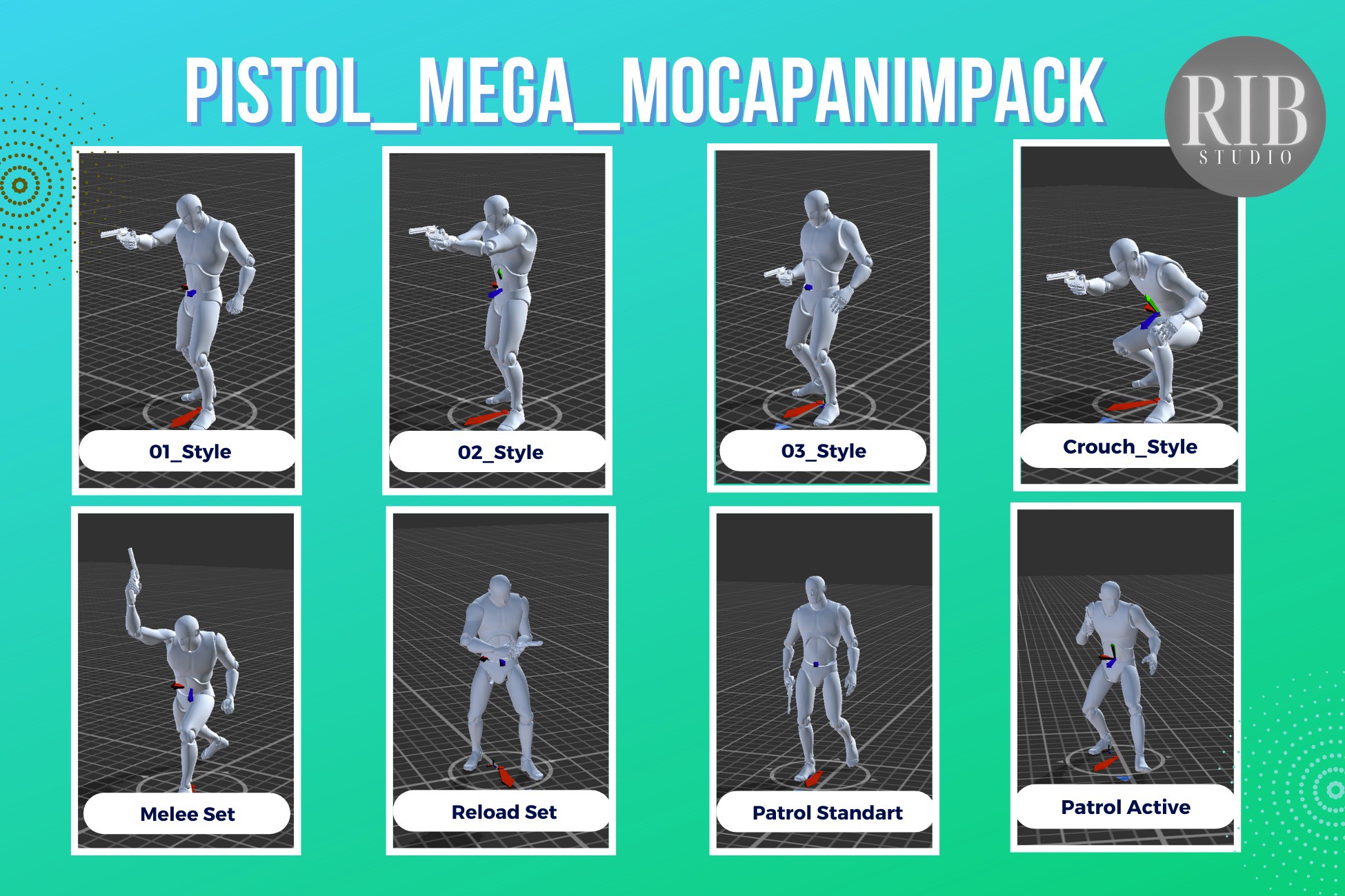 Pistol Mega MocapAnimPack | 3D Animations | Unity Asset Store