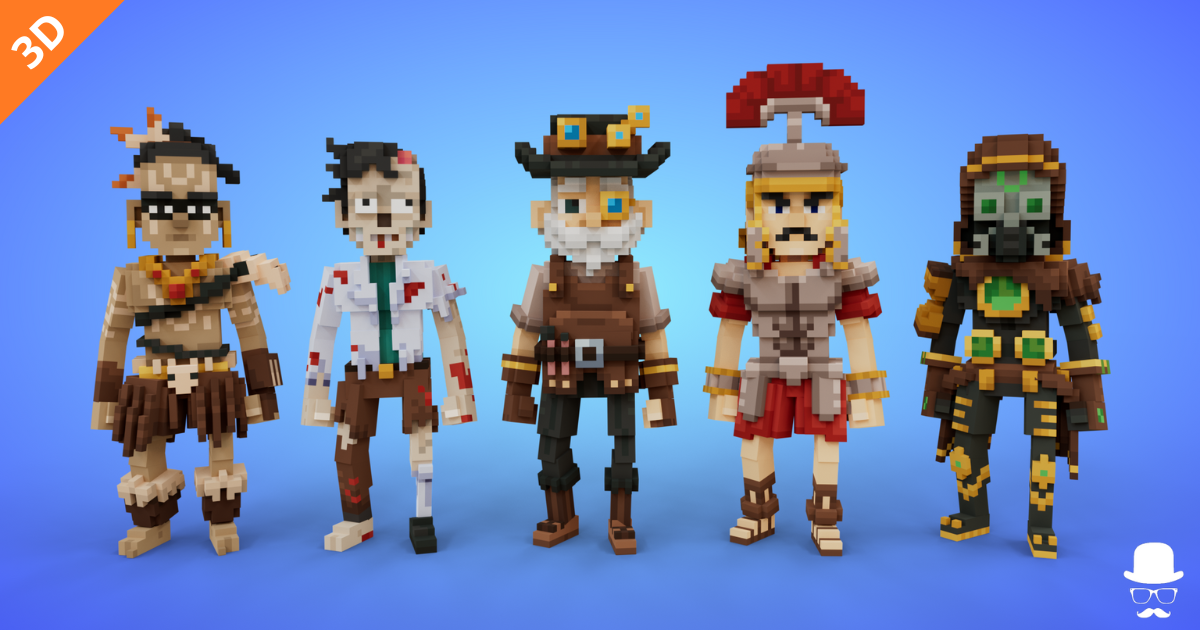 Voxel Characters Pack 2 - 3D Lowpoly Models | Characters | Unity Asset ...