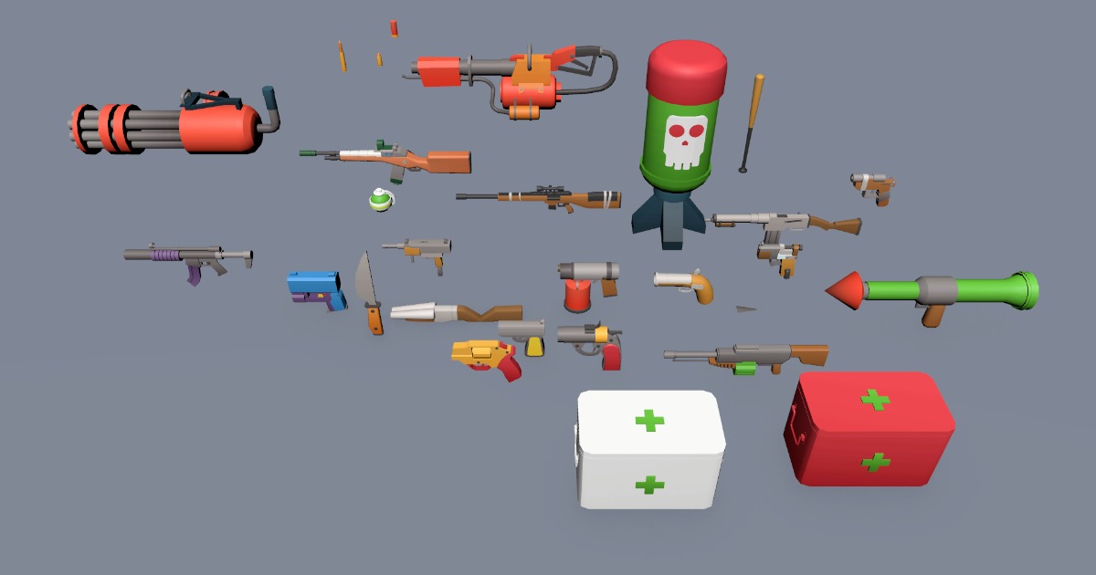 Low poly Stylized Guns Pack. | 3D Weapons | Unity Asset Store