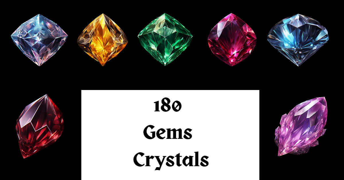 2D Gemstone Collection - 180 Gems & Crystals for All Games | 2D Icons ...