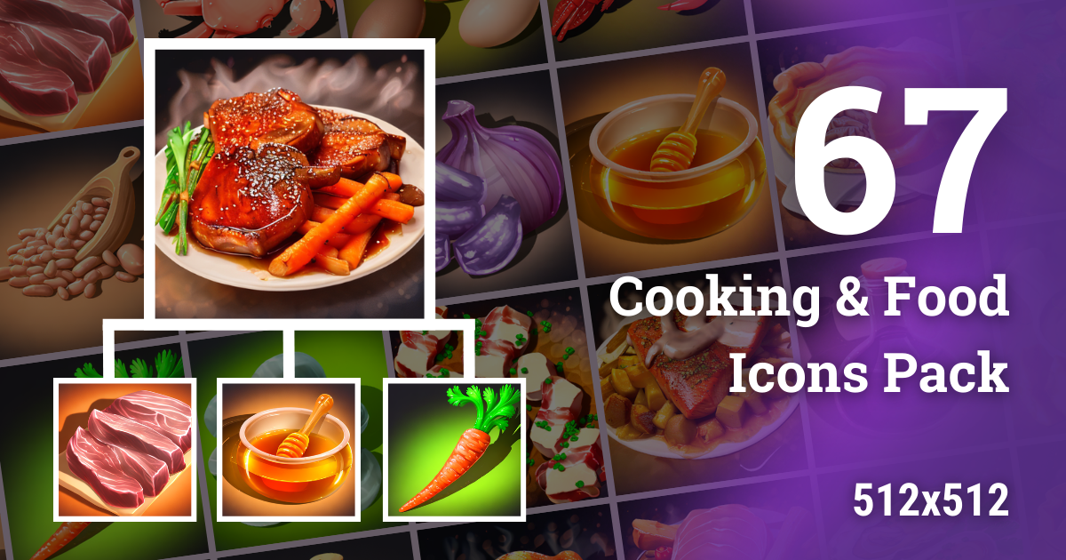 67 Cooking Ingredients & Prepared Dishes Food Icons Pack | 2D Icons ...