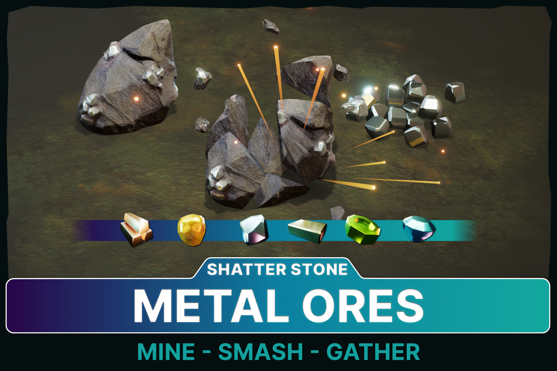 Shatter Stone: Metal Ores Resource Pack | 3D Props | Unity Asset Store