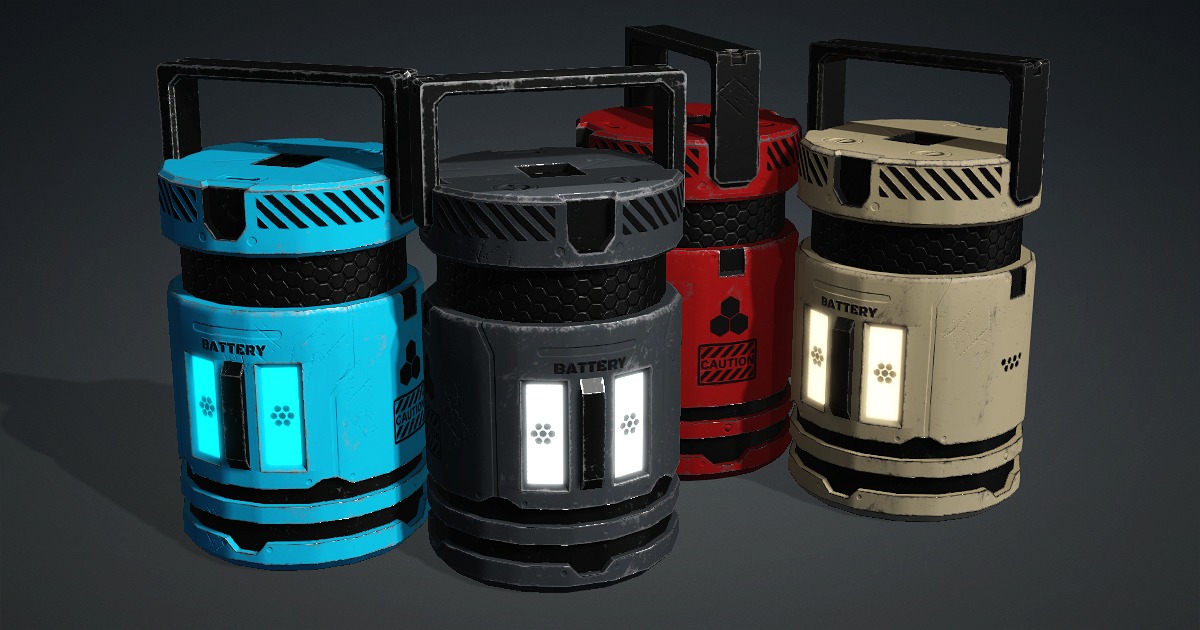 Sci-Fi Battery Barrel Packs | 3D Props | Unity Asset Store
