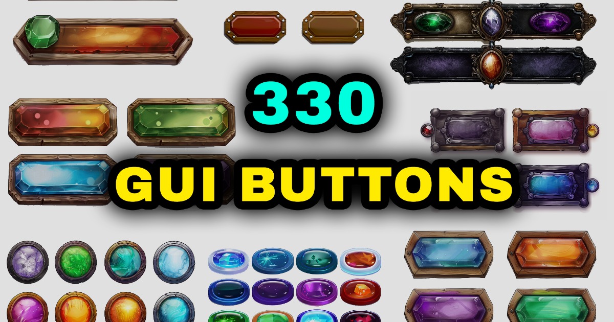 330 GUI Buttons | 2D Icons | Unity Asset Store