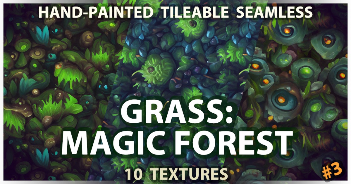 Grass Magic Forest Floor: 10 Textures (Hand-Painted, Tileable Seamless ...
