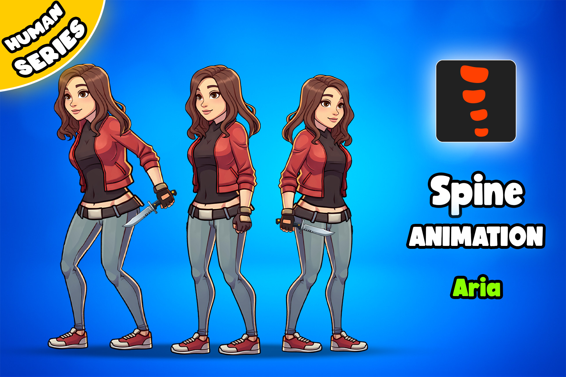 Aria 2D Animated Spine Character (Human Series) | 2D Characters | Unity ...