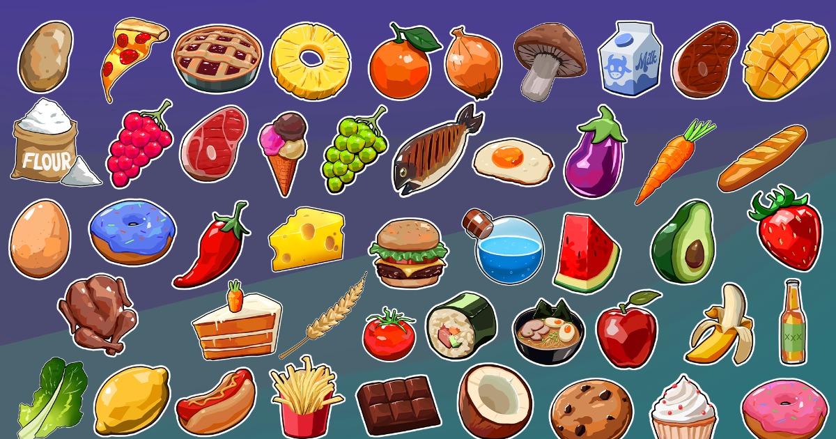 Food Icons - 100+ Stylized Anime Food Art Pack | 2D Icons | Unity Asset ...