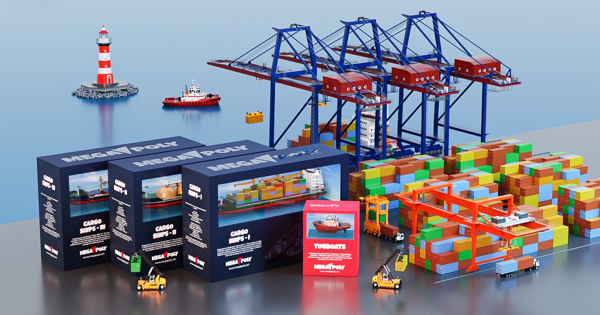 Megapoly.Art - Maritime Logistics Bundle | 3D 공장 | Unity Asset Store