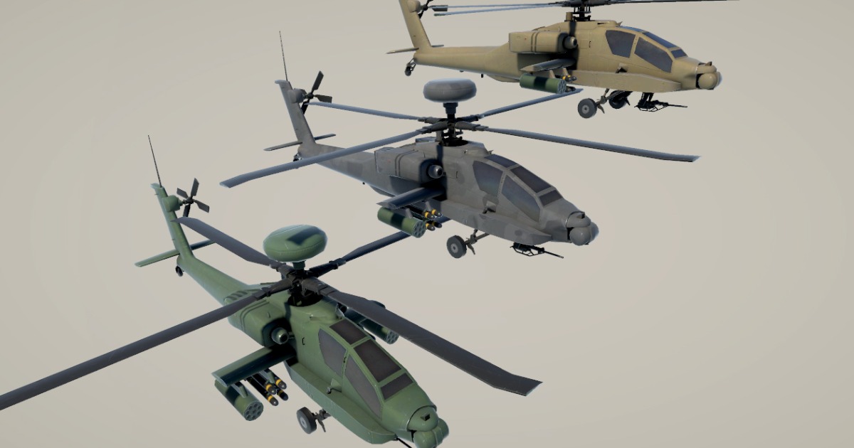 Helicopter AH64D Apache gameready Low-poly 3D model | 3D Air | Unity ...
