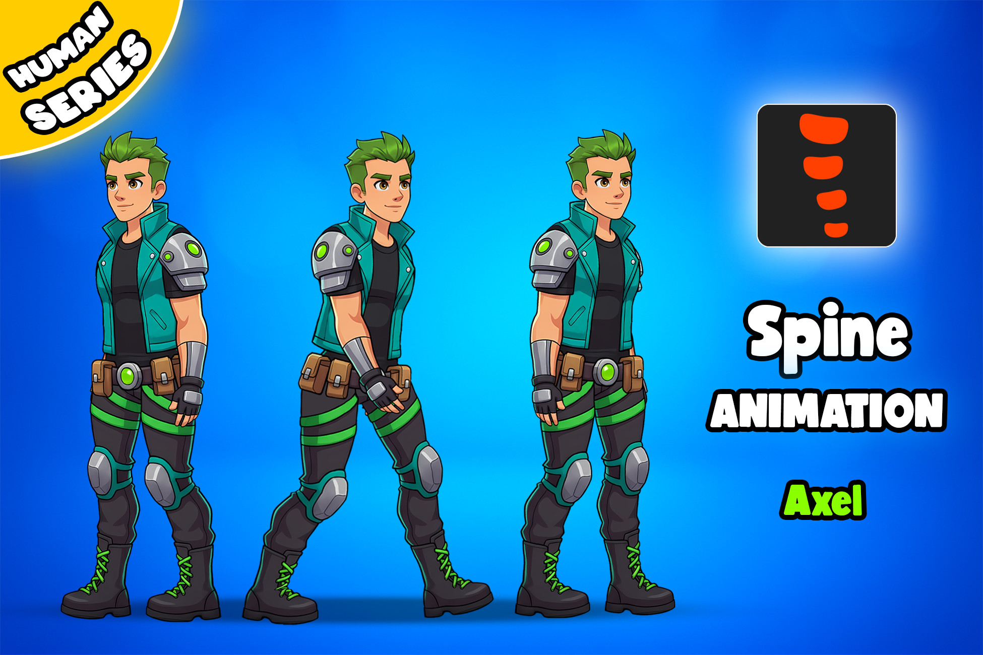 Axel 2D Animated Spine Character (Human Series) | 2D Characters | Unity ...