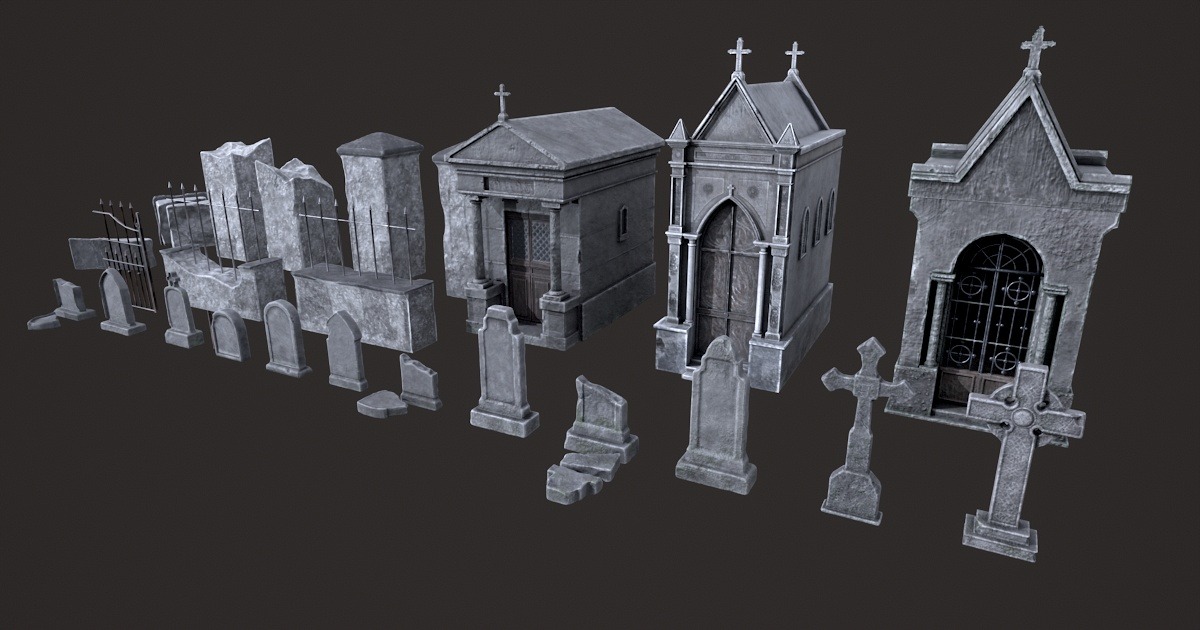 Old Medieval Cemetery | 3D Props | Unity Asset Store