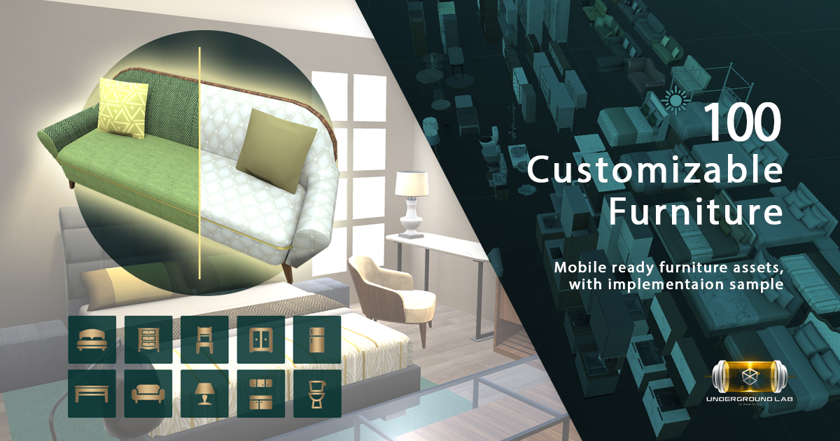 100 Customizable Furniture Pieces + Bedroom Layout Sample | 3D ...