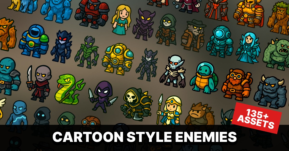 Cartoon Fantasy Enemy Characters for RPG Adventure and Roguelike Games ...