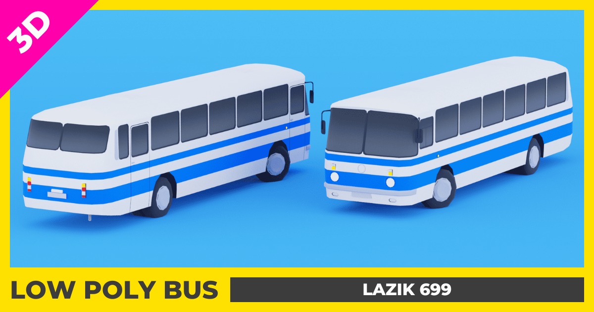 Low Poly Bus - Lazik 699 | 3D Land | Unity Asset Store