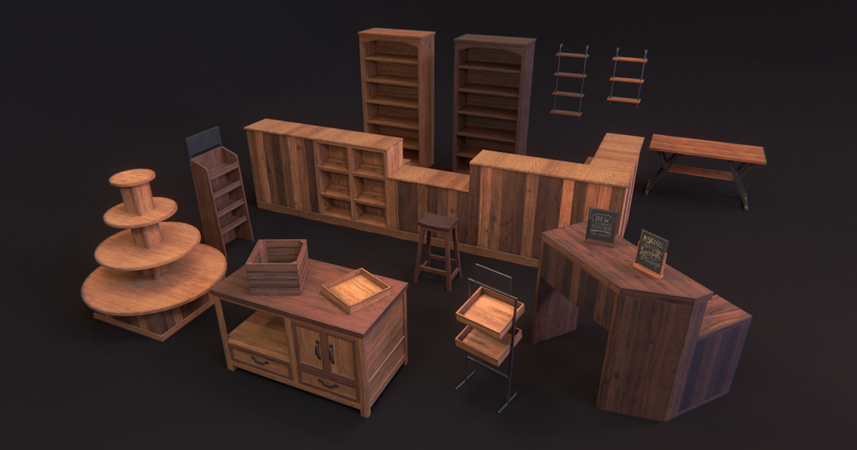 Rustic Shop Props | 3D Furniture | Unity Asset Store