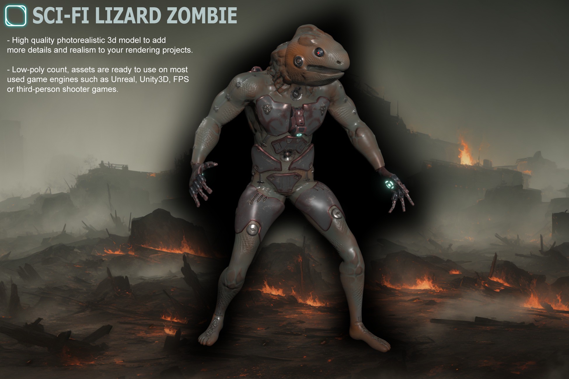Sci-Fi Lizard Zombie | 3D Creatures | Unity Asset Store