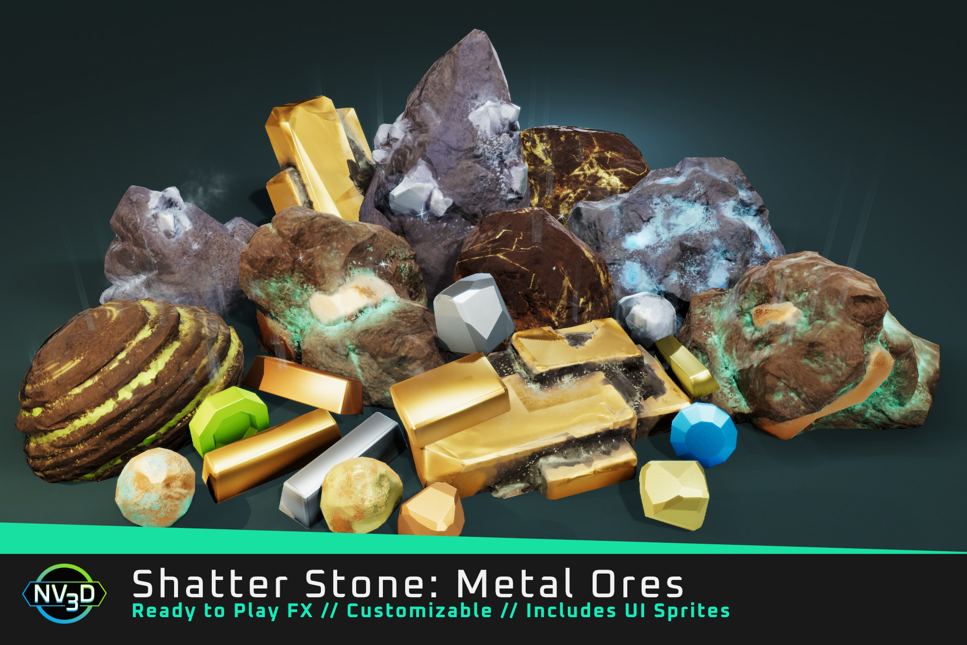 Shatter Stone: Metal Ores Resource Pack | 3D Props | Unity Asset Store