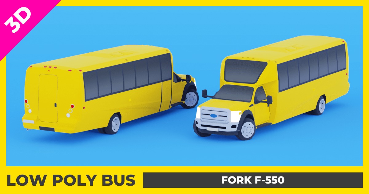 Low Poly Bus - Fork F-550 | 3D Land | Unity Asset Store