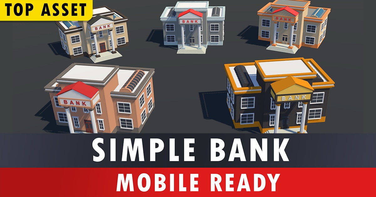 Simple Bank - Cartoon Building | 3D Environments | Unity Asset Store
