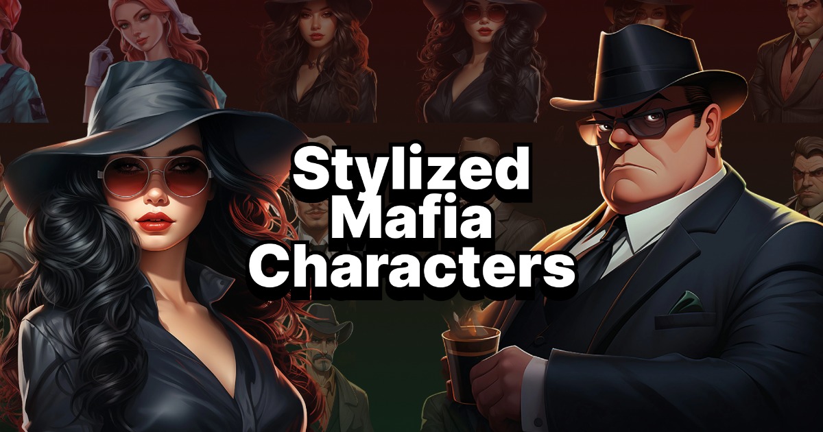 Mafia gangsters hand-painted stylized portraits of characters for ...
