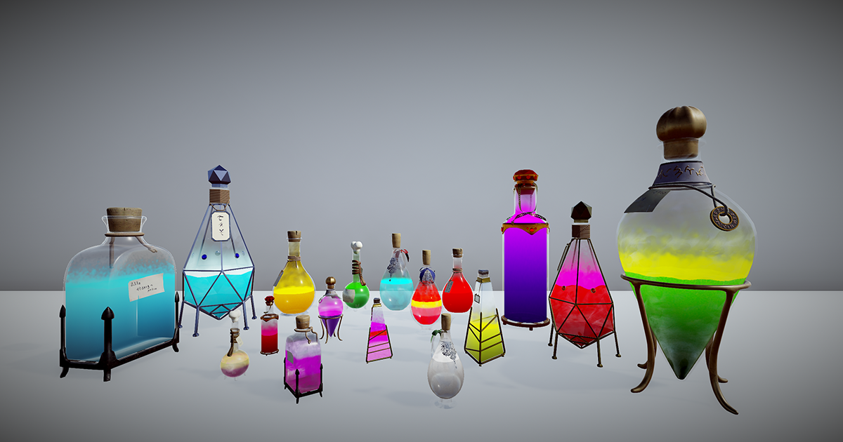 Potions & Volumetric Liquid | 3D Props | Unity Asset Store