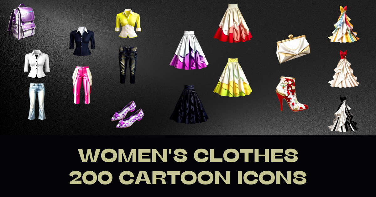 2D Femme Fashion Kit: 10 Colorful Sets x 20 Items | 2D Icons | Unity ...