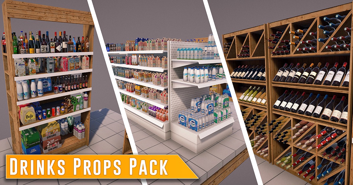 Drinks props pack with LOD | 3D Food | Unity Asset Store