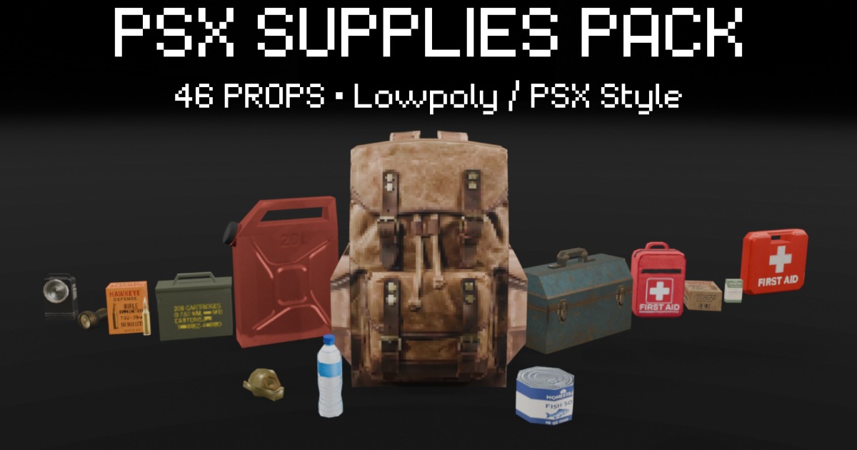 PSX Supplies Pack – 46 Lowpoly Supplies Props | 3D Tools | Unity Asset ...