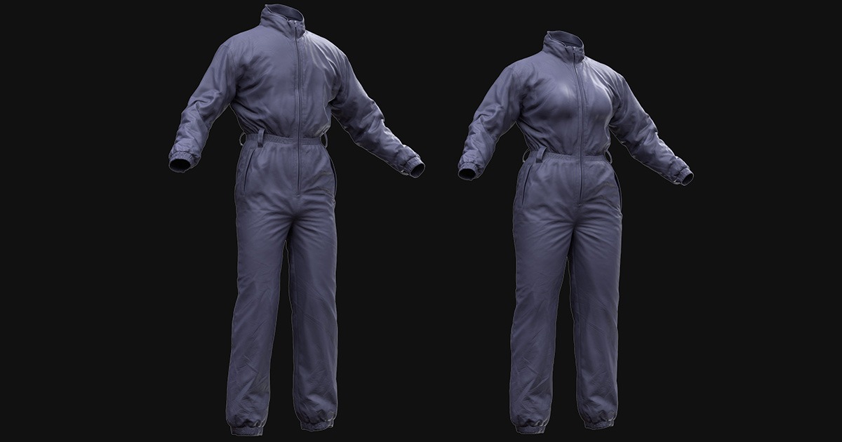 1 Jumpsuit - Male/Female - Rigged Humanoid Skeleton | 3D Characters ...