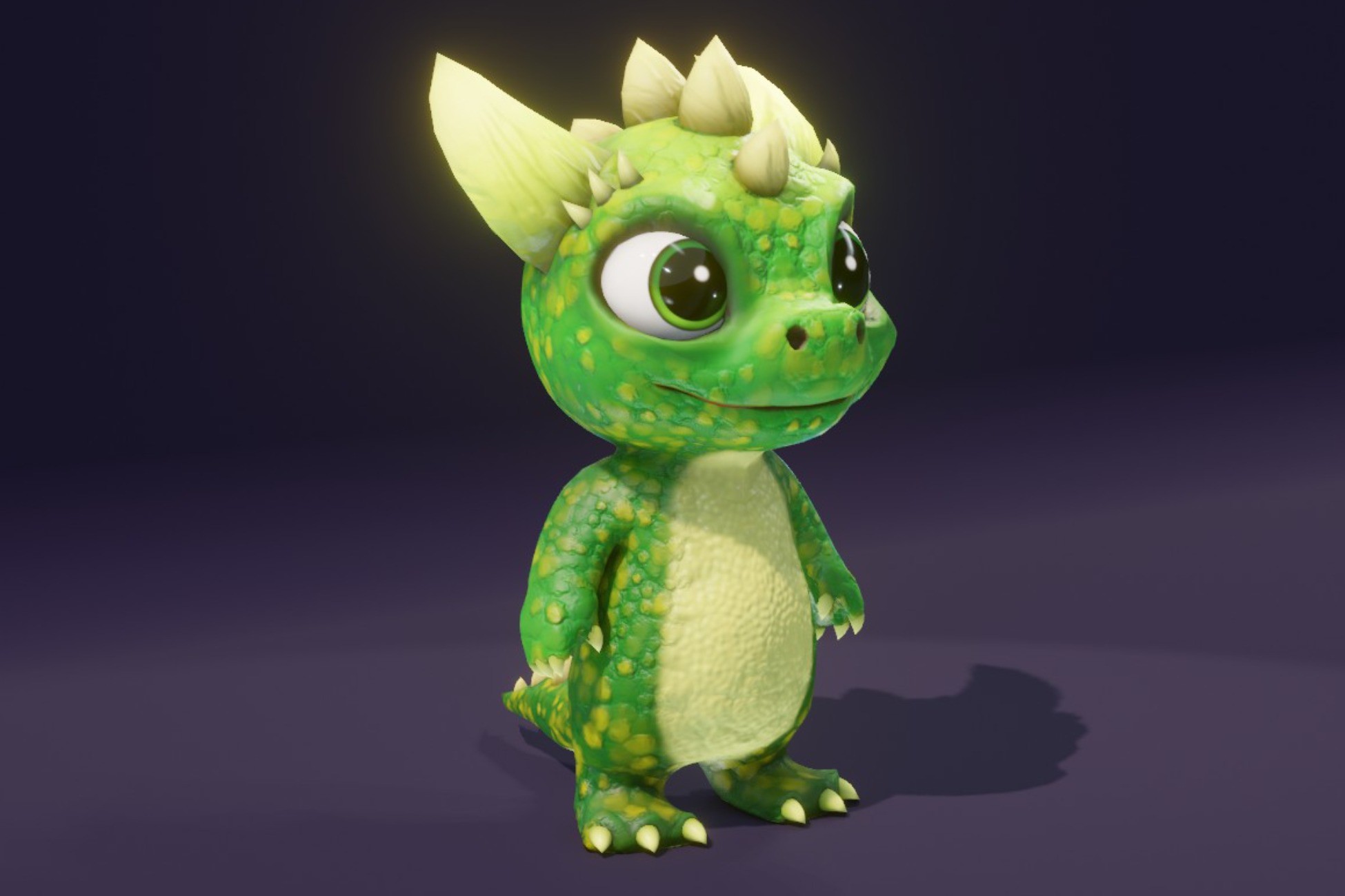 Cartoon Green Dinosaur 3D Model (Low-Poly, Game-Ready, Animated, Built ...