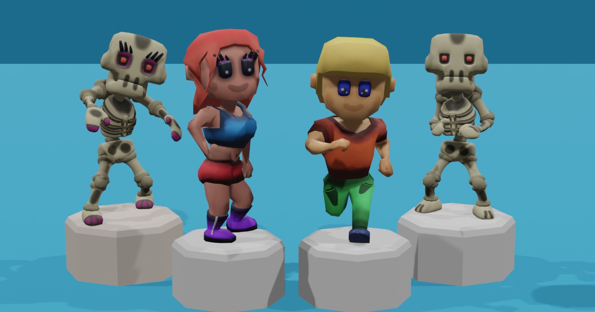 Modular Low Poly Characters and Skeletons | HyperCasual | 3D Humanoids ...