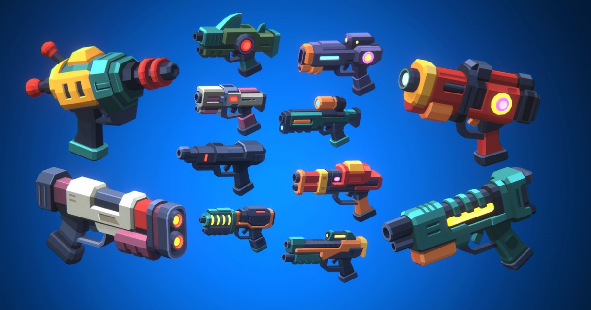 Sci-Fi Low Poly Energy Blasters - Sector Alpha | Cosmic Retro | 3D Guns ...