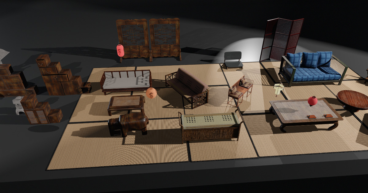 Asia Zen: Japan Forniture Props Collection | 3D 道具 | Unity Asset Store