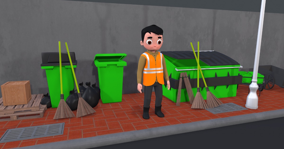 Low Poly Community Helper Sweeper - Male | 3D Characters | Unity Asset ...