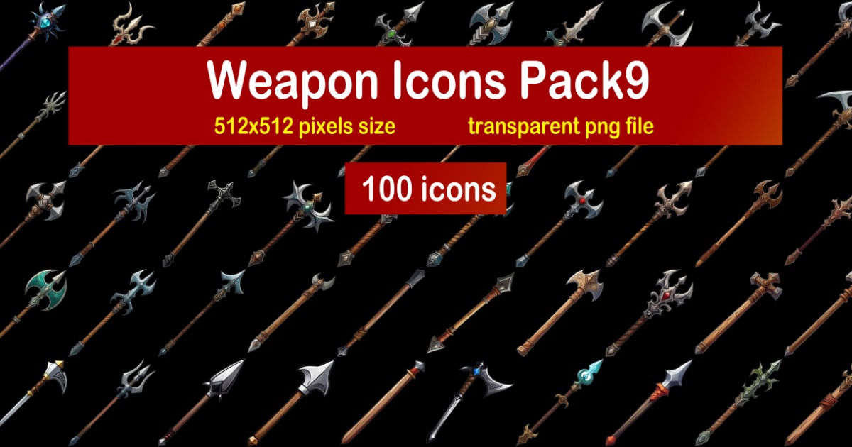 Weapon Icons Pack9 - Polearm | 2D アイコン | Unity Asset Store